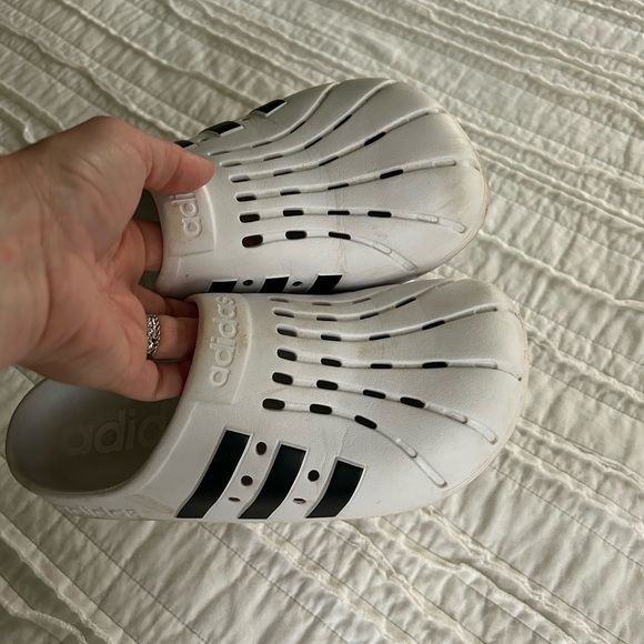 adidas | Shoes | Adidas White And Black Clogs | Poshmark